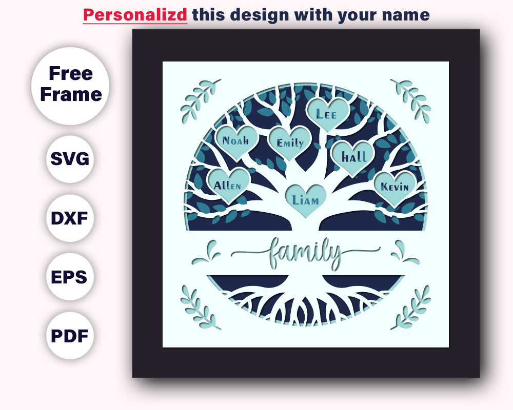 Customizable 3D FAMILY Tree Shadow Box Svg Custom Name Shadow - Etsy ...