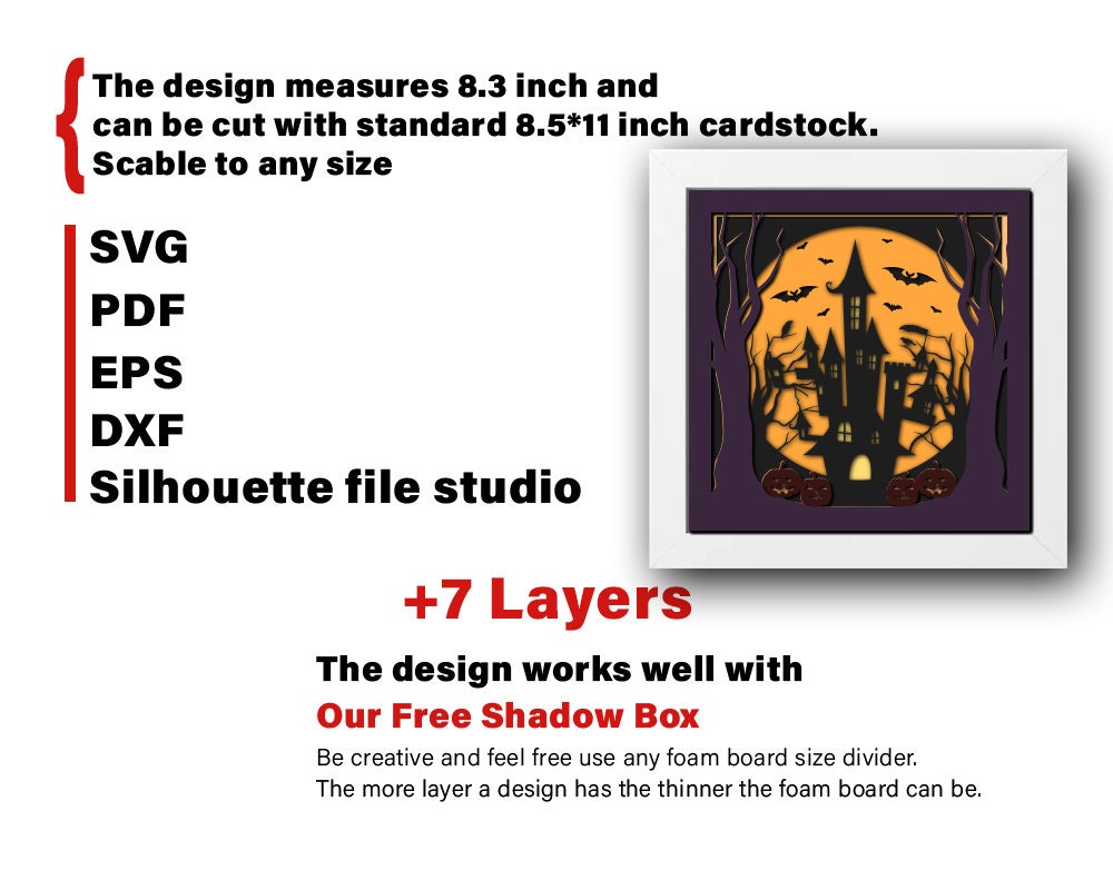 Spooky House Halloween 3d Shadow Box Template, Layered Paper Cut ...