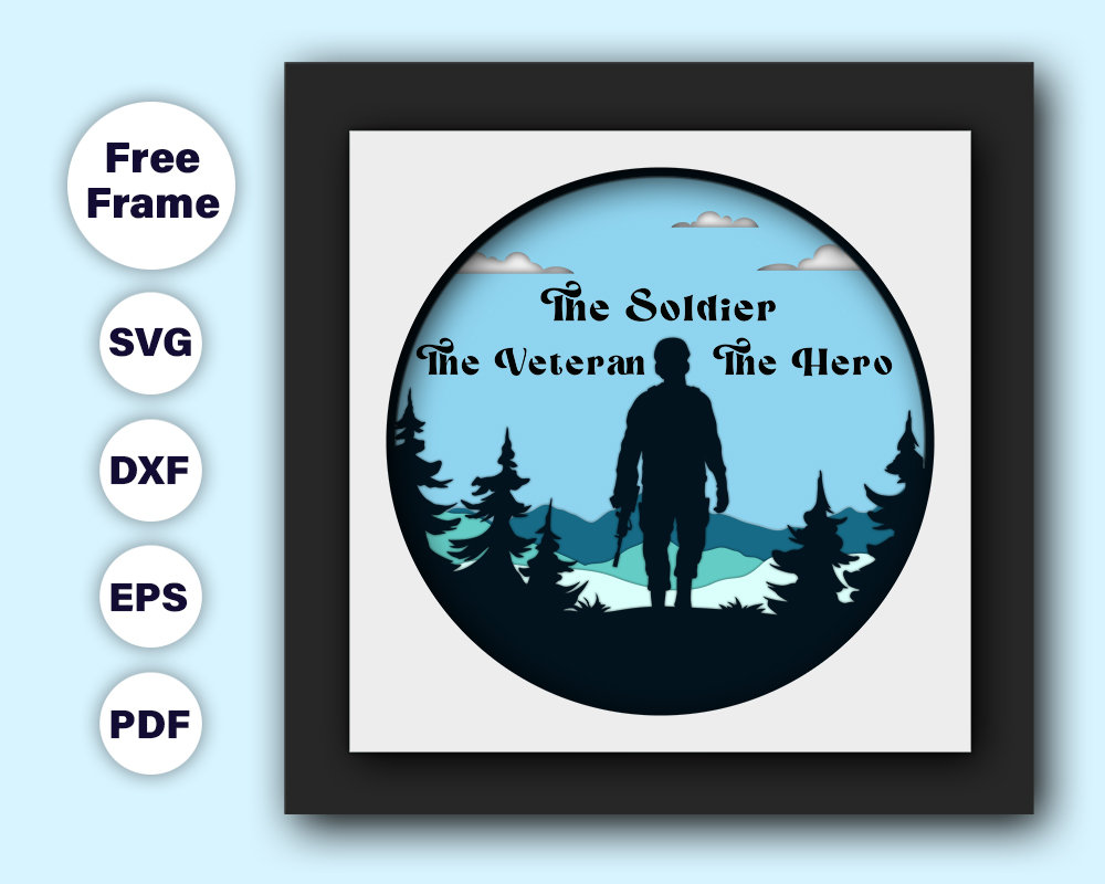 3d Veteran Shadow Box Svg, Military Shadow Box Svg, Svg Shadow Box for ...