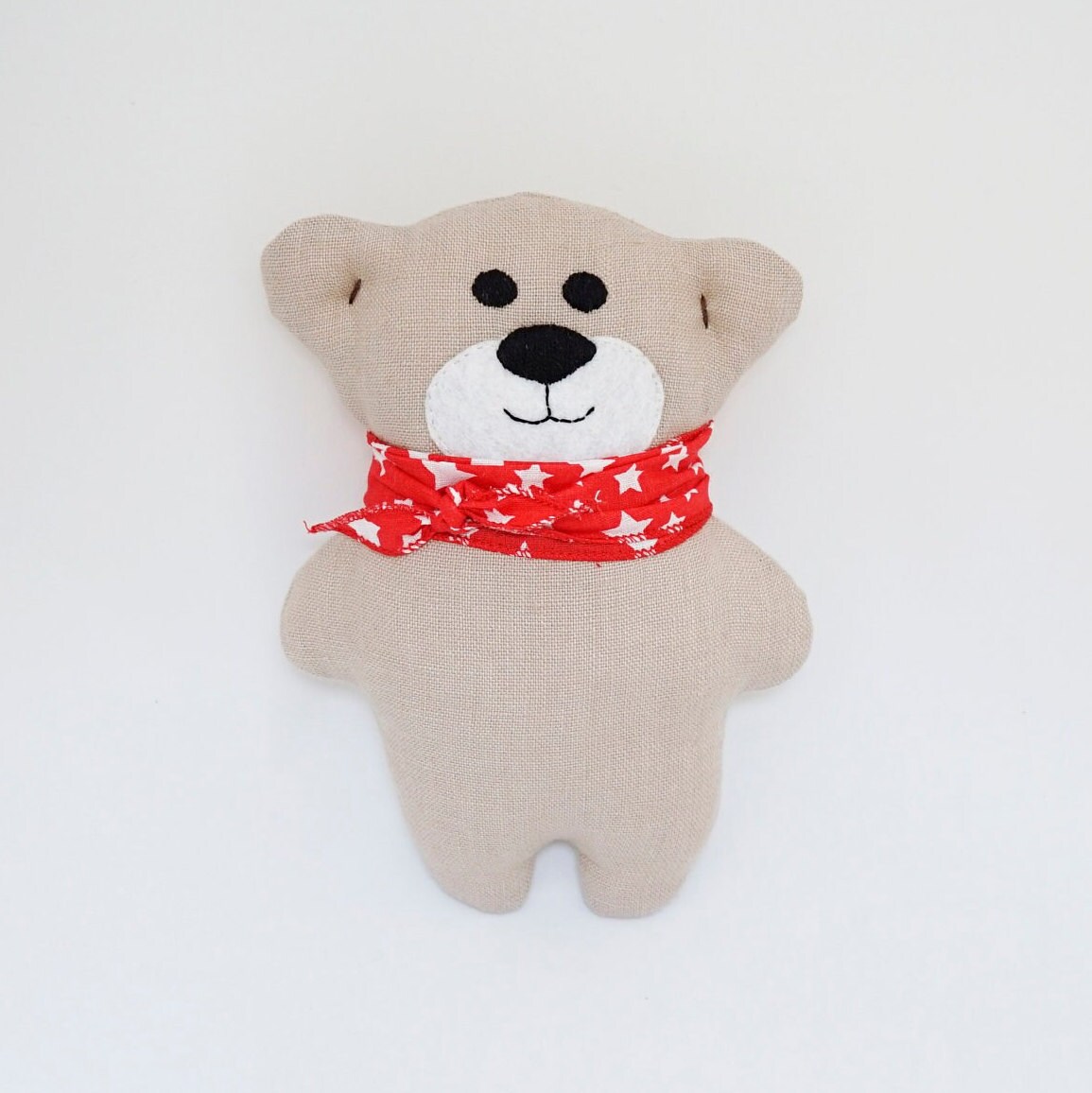Linen Bear Doll With Charming Cotton Scarf Handmade Linen Toy Gift for ...