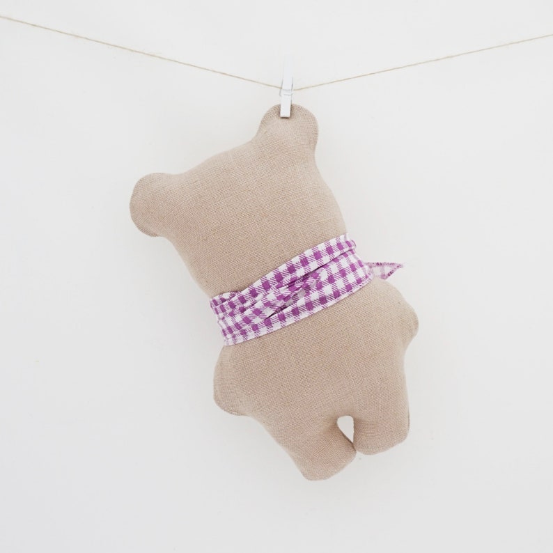 Linen Bear Doll With Charming Cotton Scarf - Handmade Linen Toy - Gift ...