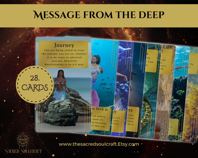 Mermaid Oracle Card Deck: Messages From the Deep (PDF File Includes 28 ...
