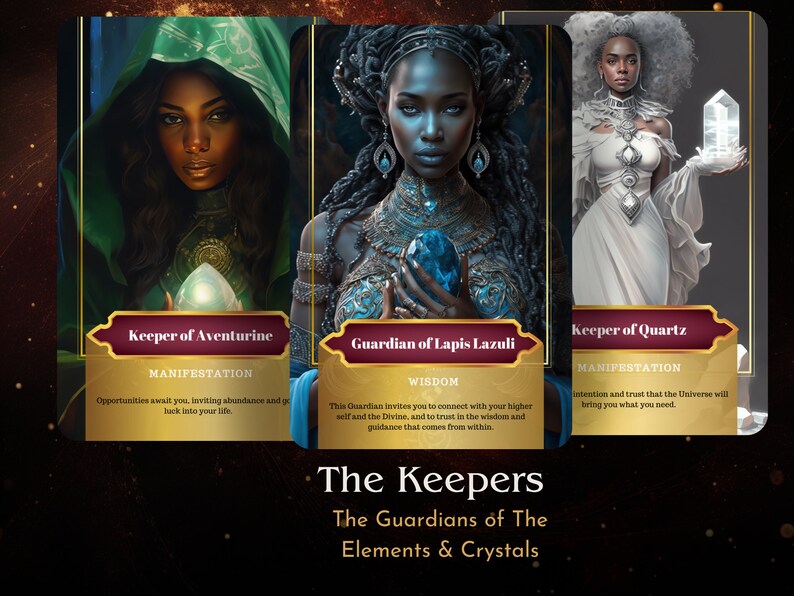 The Keepers Guardians of Elements & Crystals Oracle Deck Black African ...