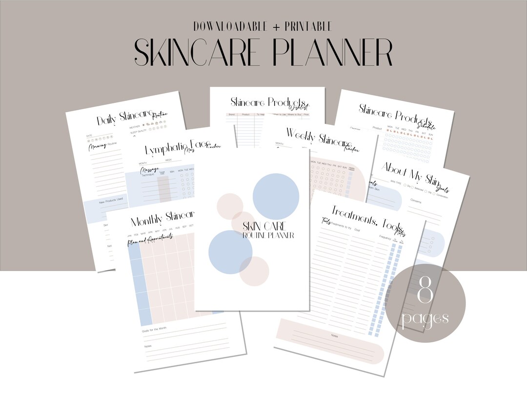 Printable Skincare Planner Inserts for Skincare Routine Checklist ...