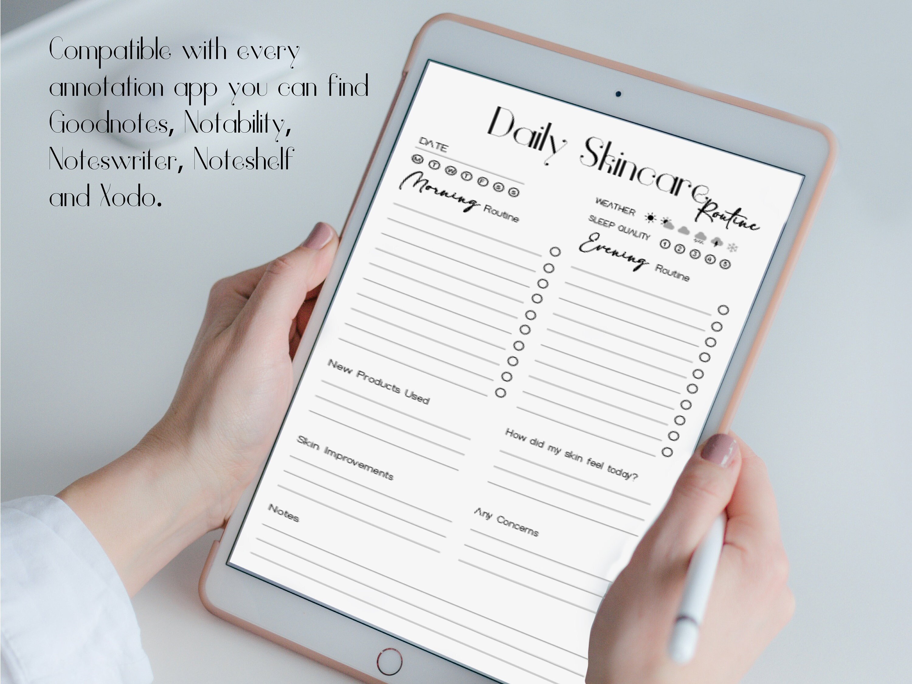 Skin Care Planner Digital and Printable Planner Beauty Journal for iPad ...