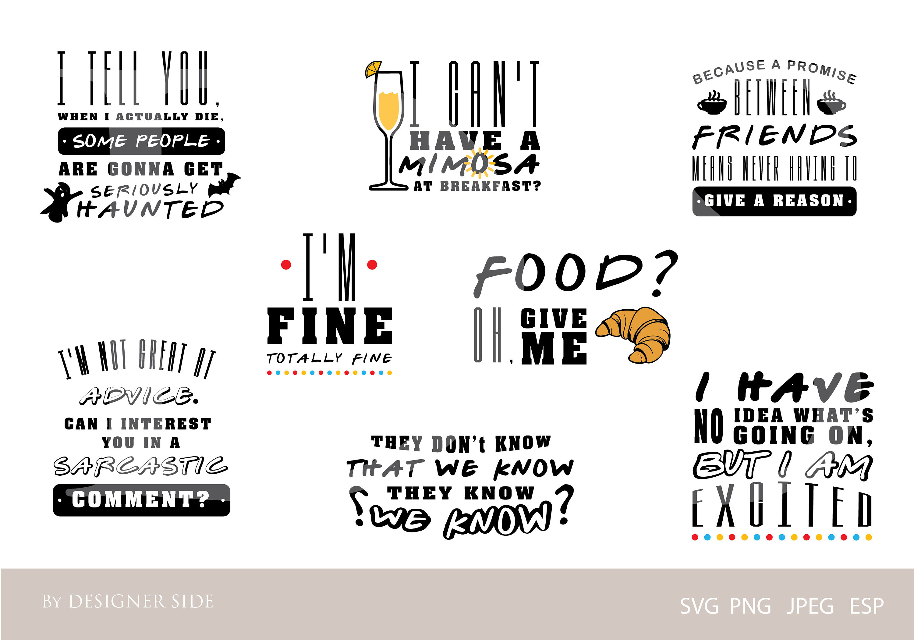 Friends TV Show Quotes SVG PNG: Cricut & Silhouette Designs (digital ...