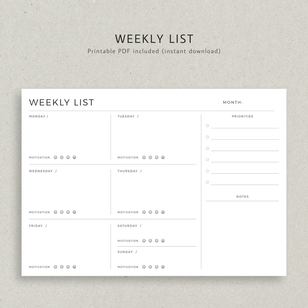 Weekly Planner - Etsy