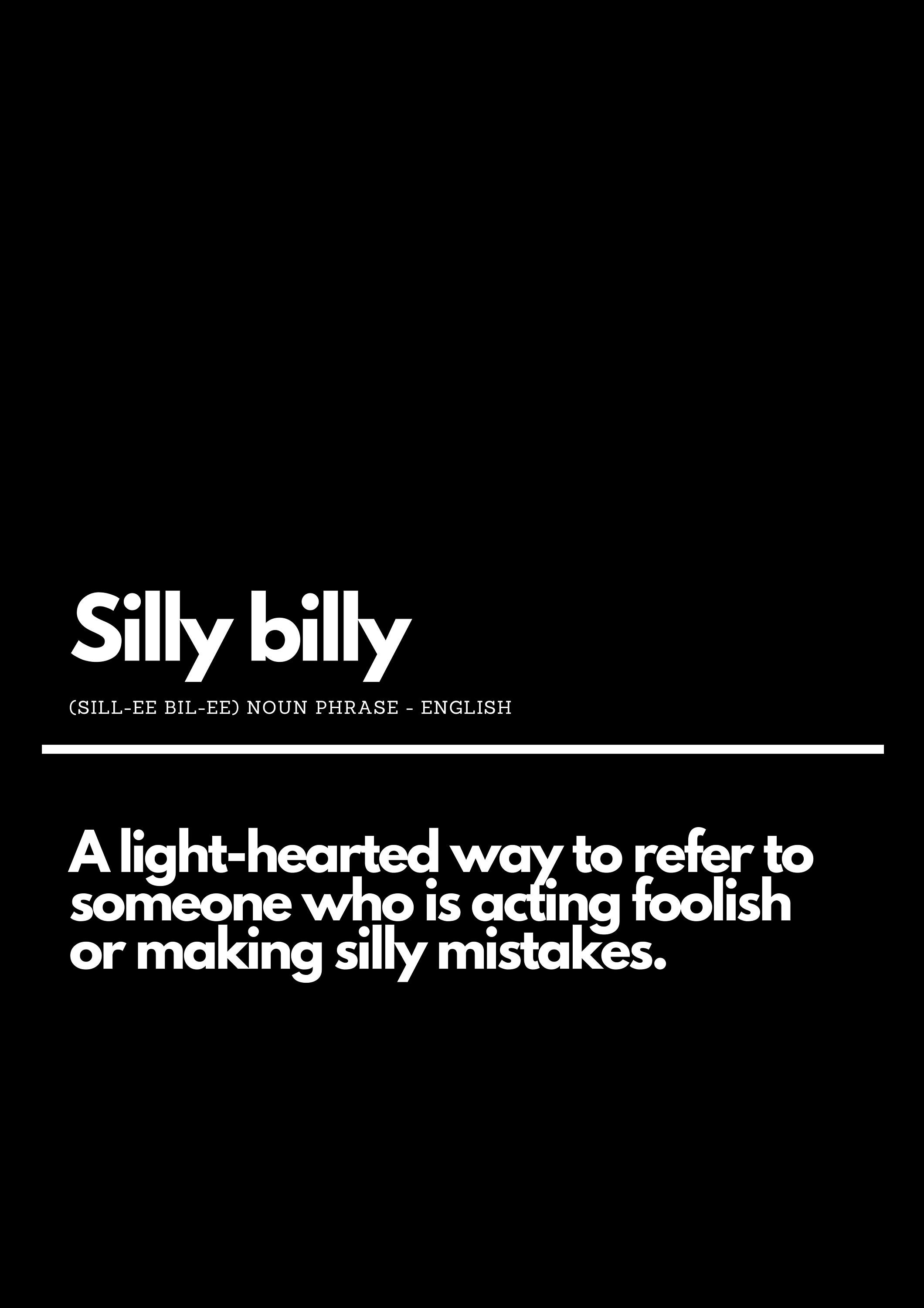 Silly Billy Definition, Digital Download, Printable Wall Art, Home ...