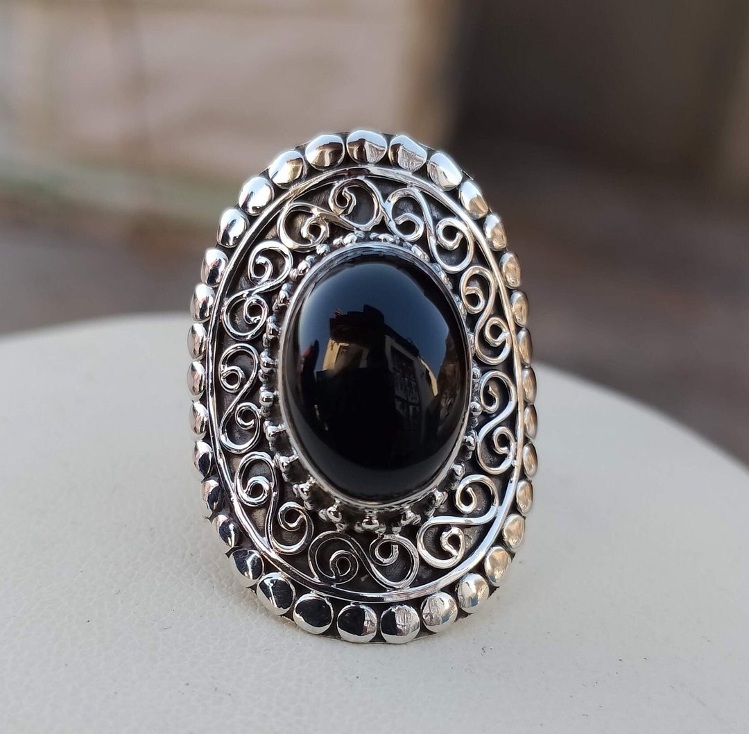Natural Black Onyx Stone Ring teardrop Black Onyx Stone - Etsy