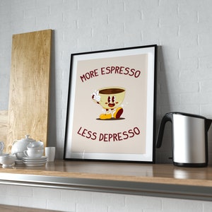 More Espresso Less Depresso Kitchen Wall Art - Funny Bar Cart Coffee ...