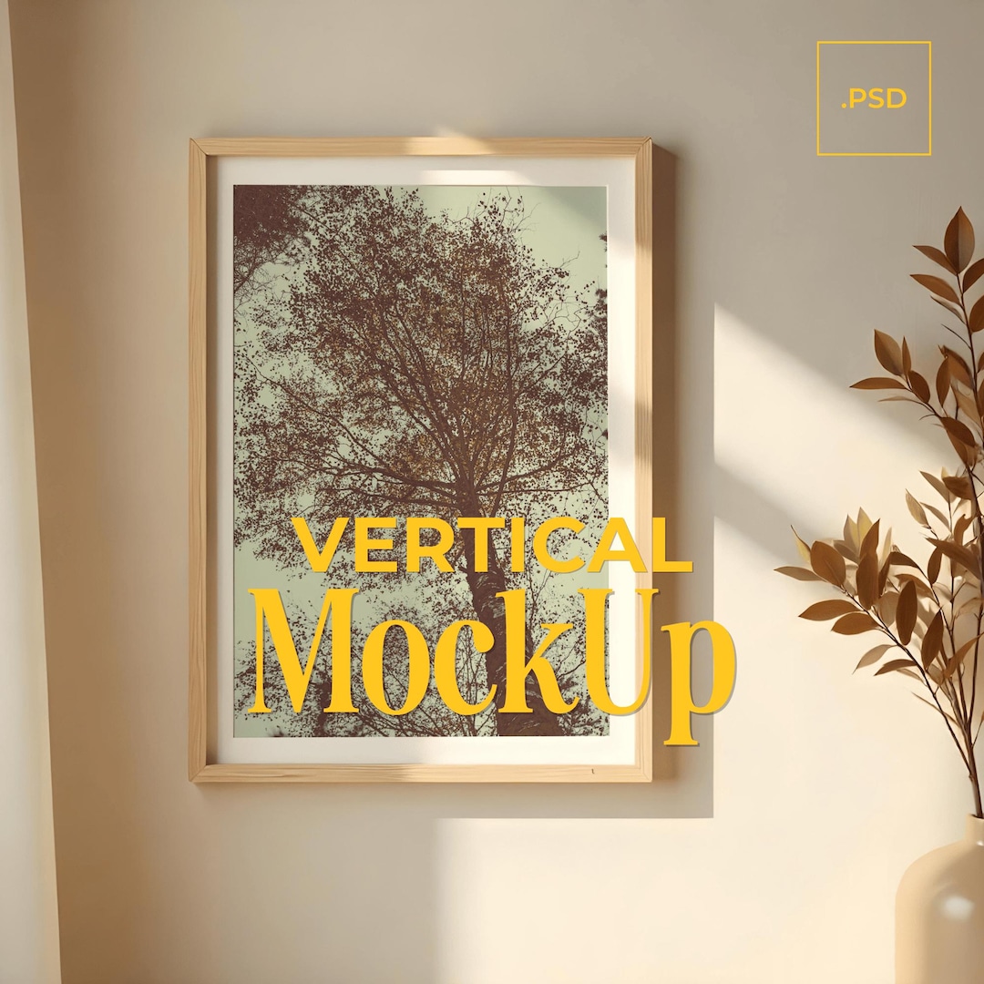 DIN A Vertical Frame Mockup | Frame Hanging on Wall Template for ...