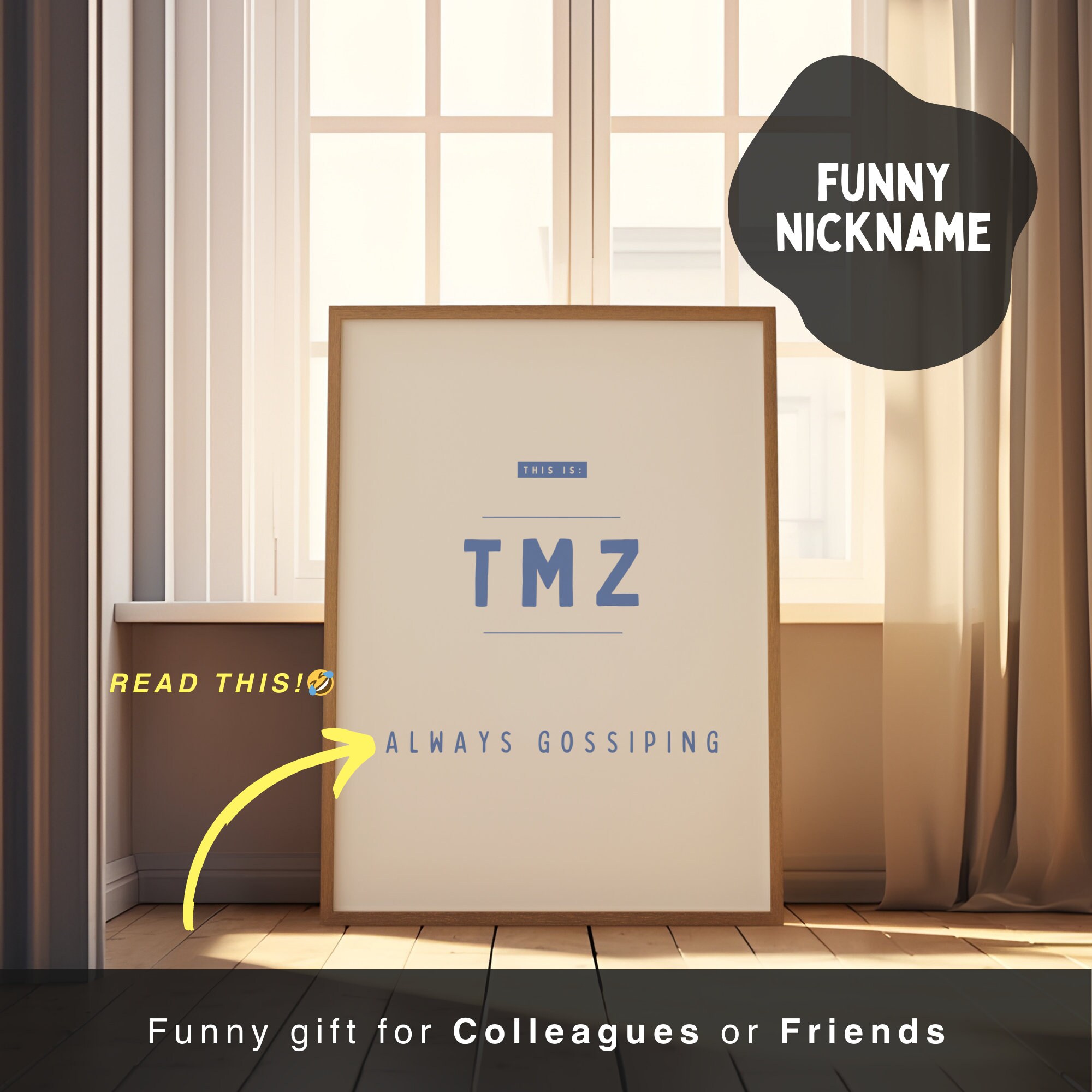 Funny Novelty Office Nickname Joke Poster Print Co-worker Wall Art ...