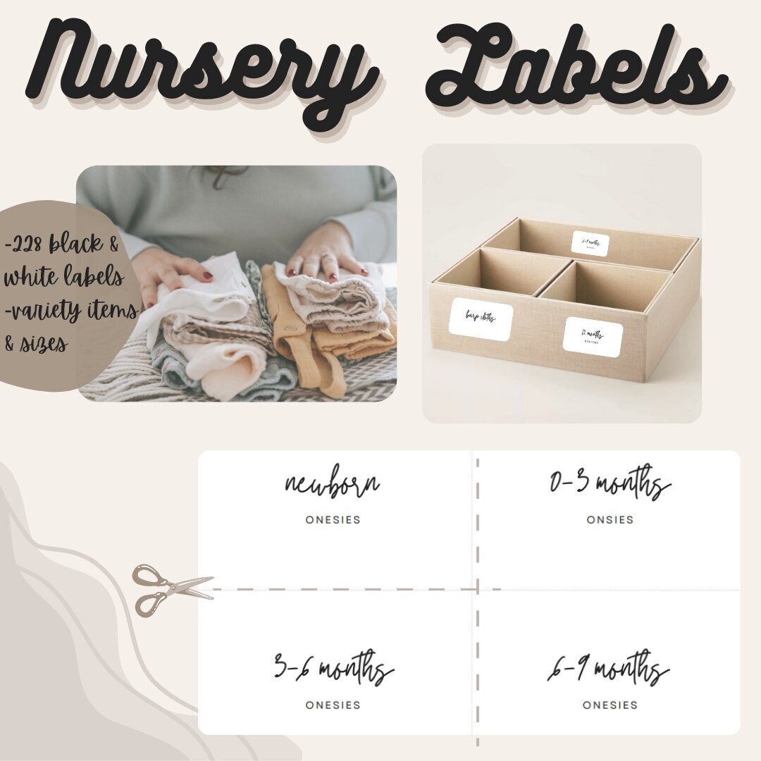 Neutral Nursery Drawer Labels (B&W) - Etsy