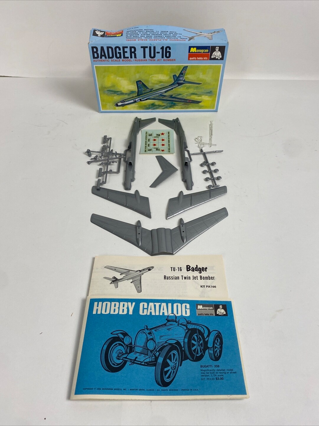 Vintage Scale Model Airplane Kit Badger TU-16 Cold War Bomber Aircraft ...