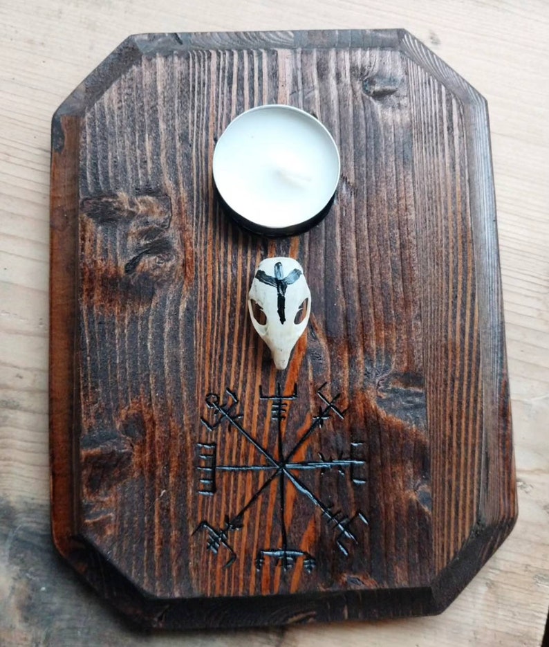 Norse Rune Vegvisir Skull Tealight Candle Holder - Etsy