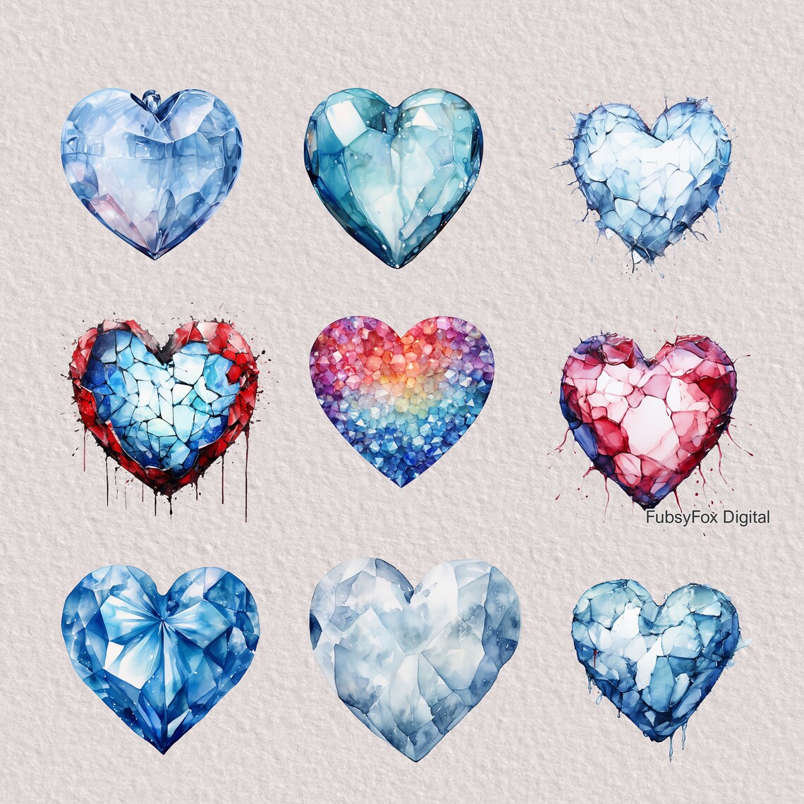 30 Watercolor Valentine's Day PNG Hearts/valentine Hearts Sublimation ...