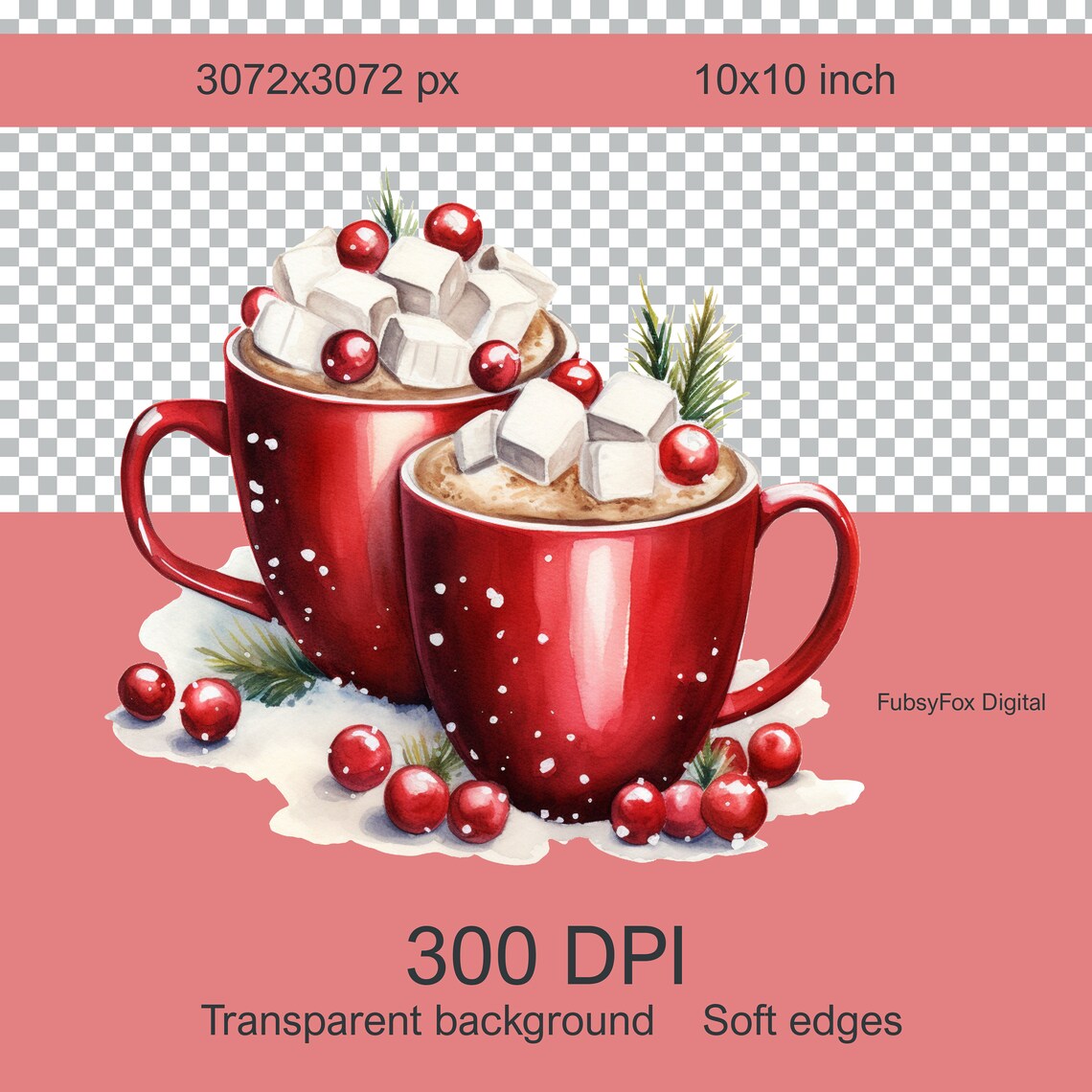 Red Ruby Christmas Digital Clipart Pack - Red Watercolor Illustrations ...