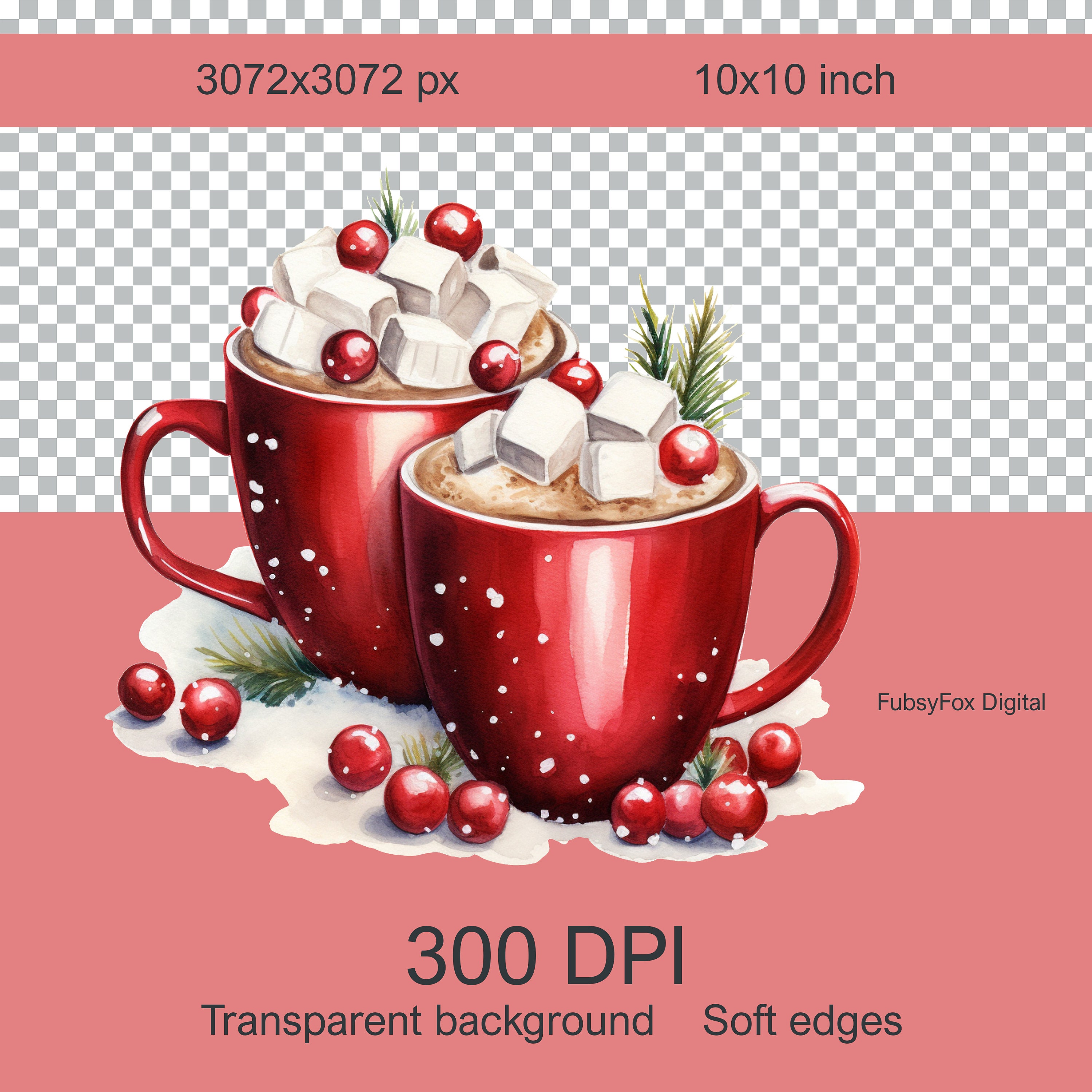 Red Ruby Christmas Digital Clipart Pack - Red Watercolor Illustrations ...