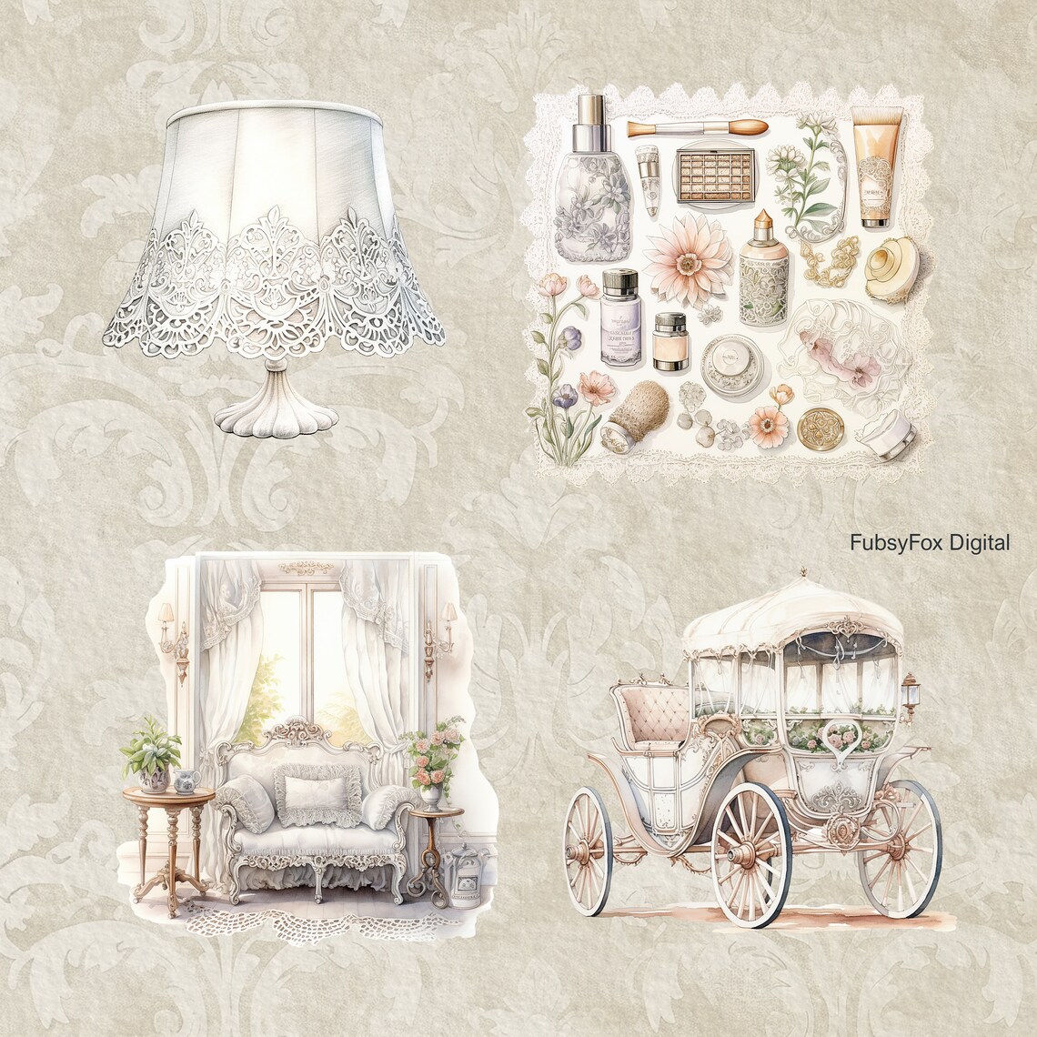 Antique Family Lace Paper Art Set, Instant Digital Download, for ...