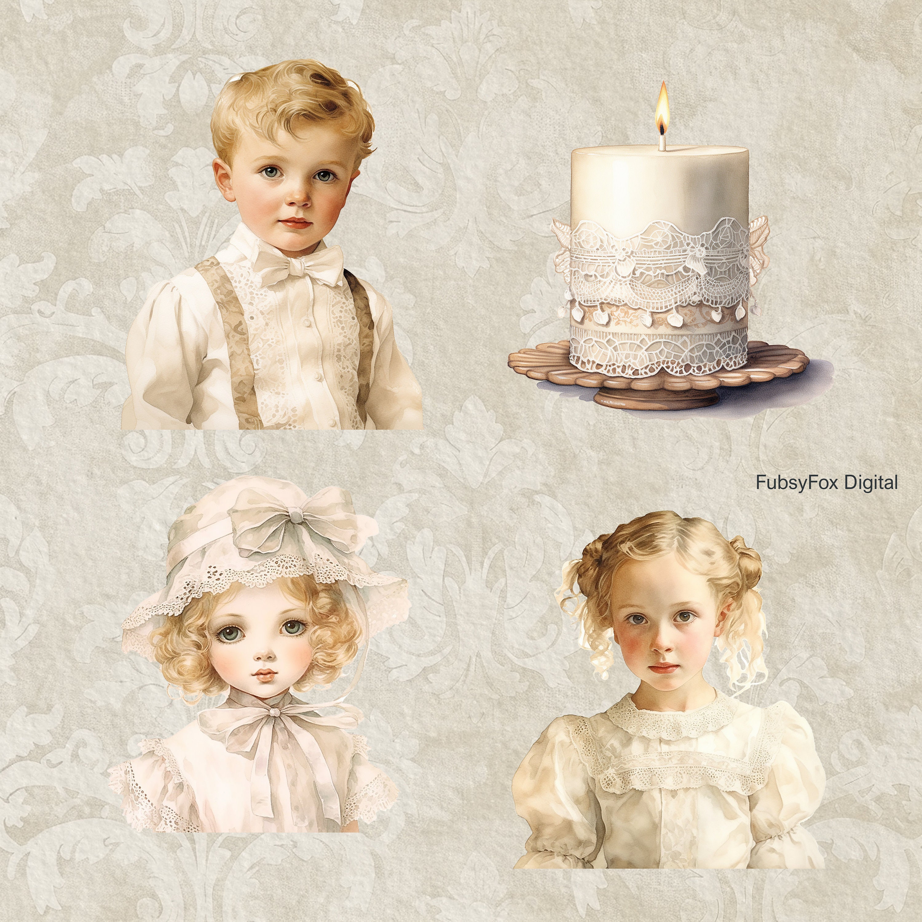 Antique Family Lace Paper Art Set, Instant Digital Download, for ...
