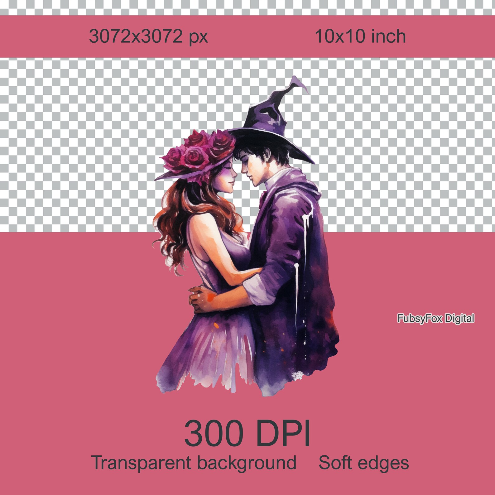 30 Valentine Pink Witch Witchcraft Watercolor Clipart PNG Bundle. AI ...
