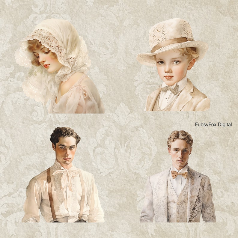 Antique Family Lace Paper Art Set, Instant Digital Download, for ...