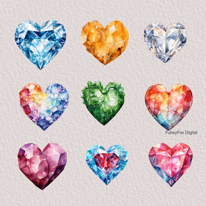 30 Watercolor Valentine's Day PNG Hearts/valentine Hearts Sublimation ...