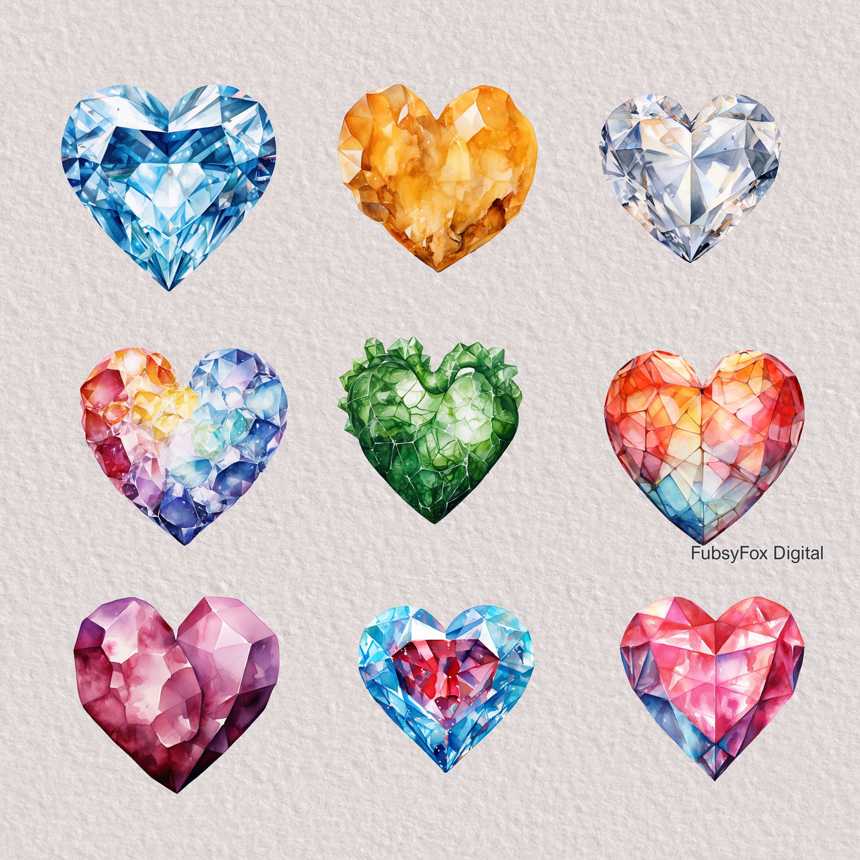 30 Watercolor Valentine's Day PNG Hearts/valentine Hearts Sublimation ...