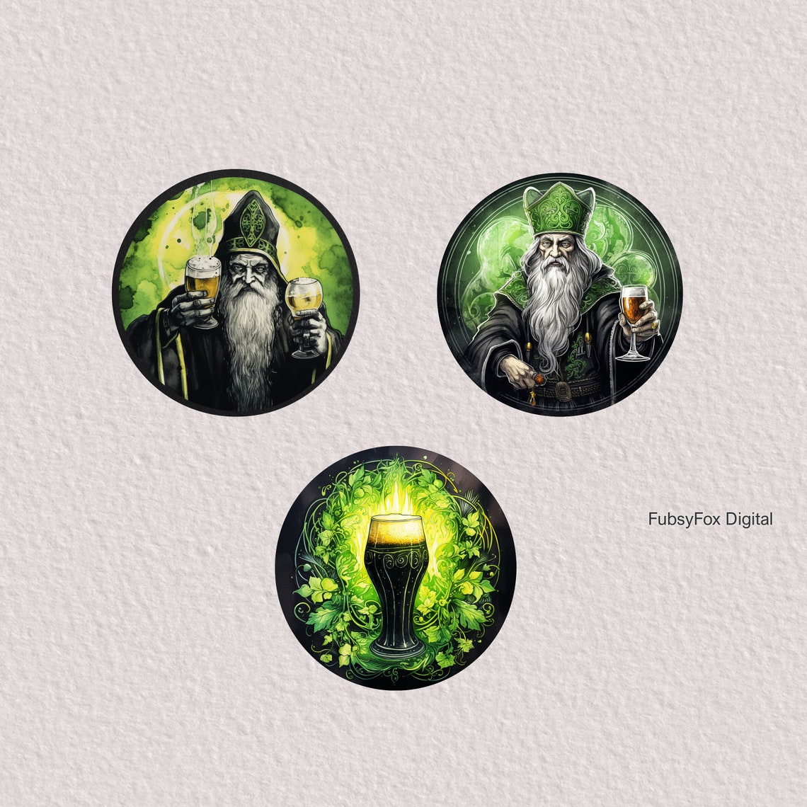 Saint Patrick's Day Watercolor Gothic Clipart Bundle, Festive Graphics, St Patrick's Graphics ...