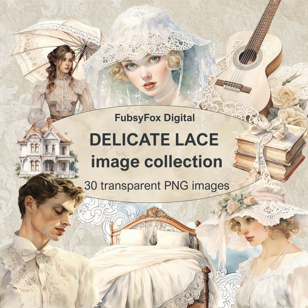 Antique Lace Paper Art Set, Instant Digital Download, for Scrapbook ...