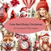 Red Ruby Christmas Digital Clipart Pack Red Watercolor - Etsy