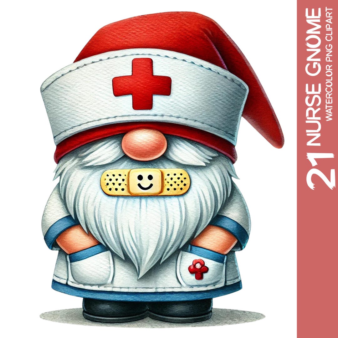 21 Nurse Gnome Clipart PNG, Watercolor Nurse Gnome Sublimation Design ...