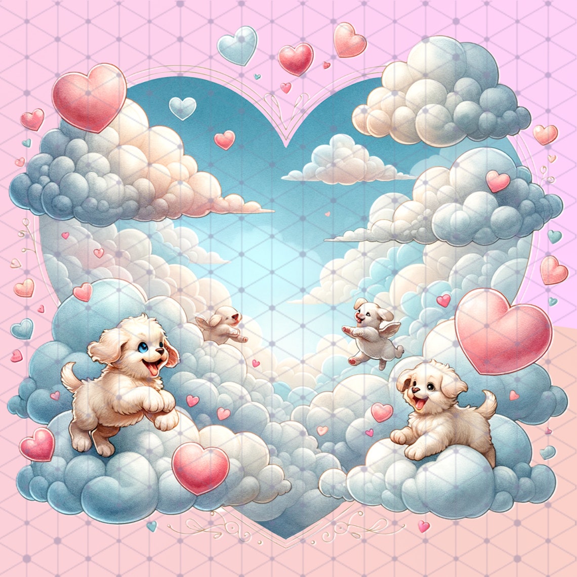 32 Valentine's Day Puppy Love Watercolor Clipart Collection, Valentine ...