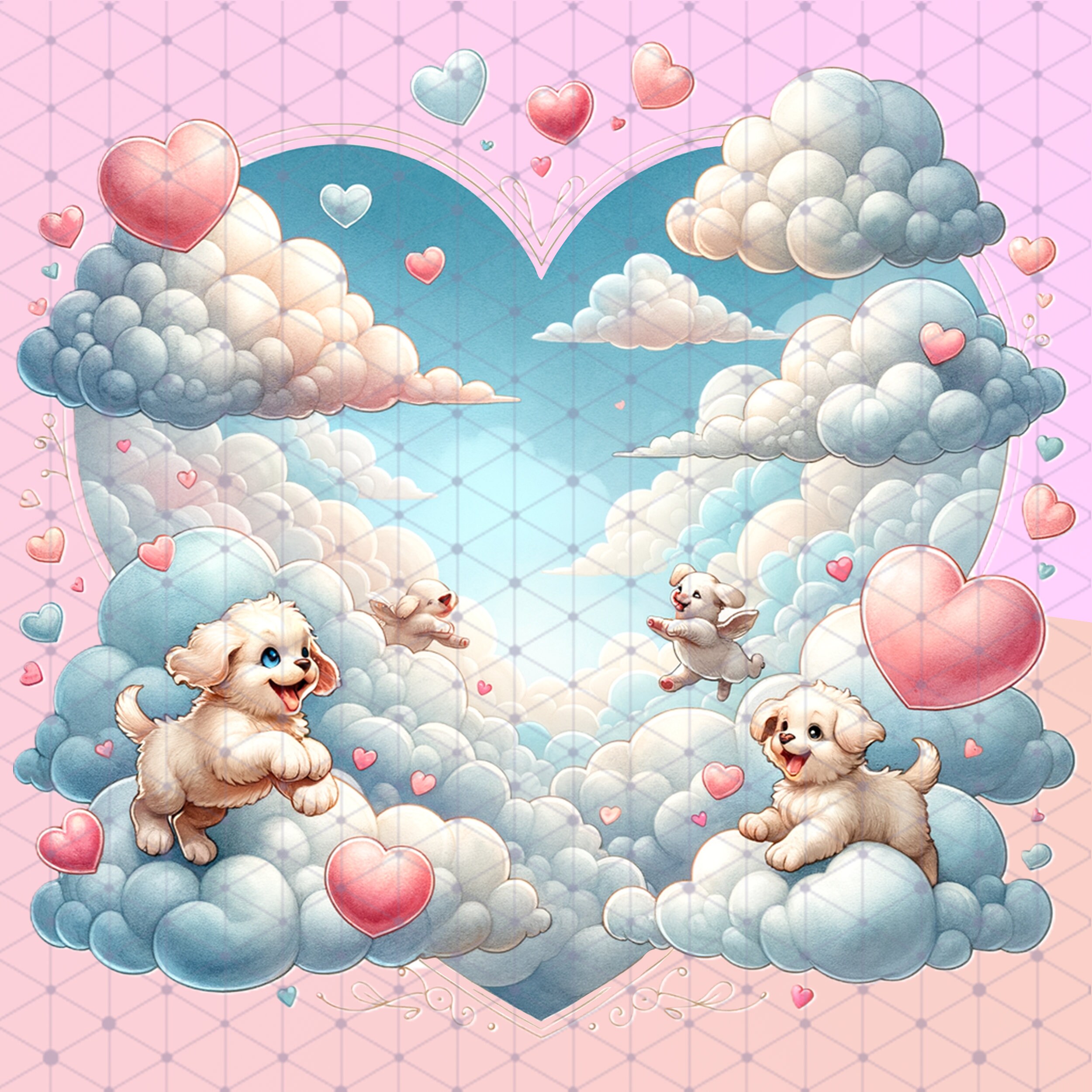 32 Valentine's Day Puppy Love Watercolor Clipart Collection, Valentine ...