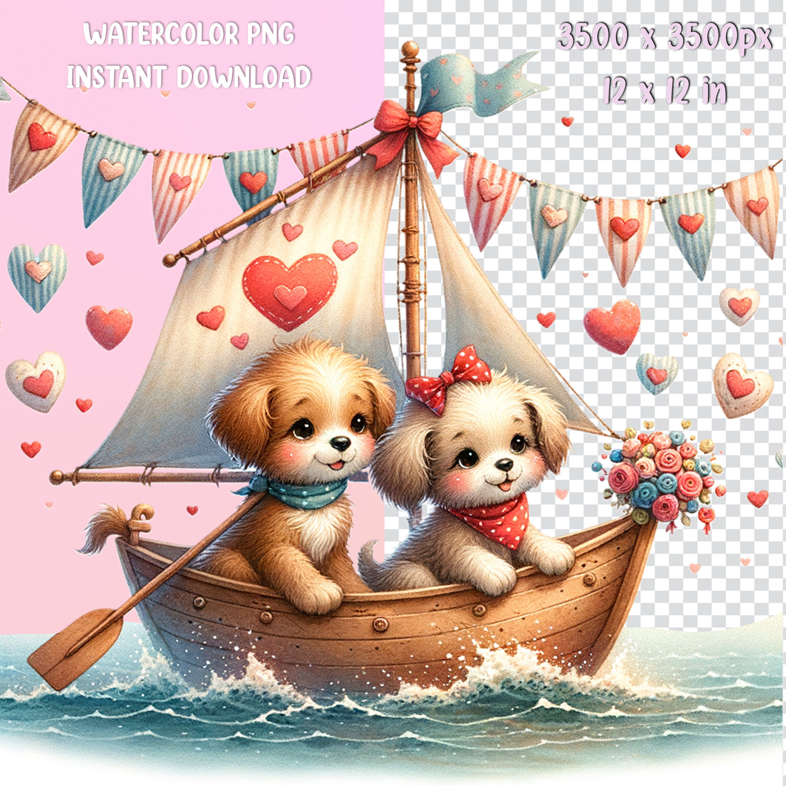 32 Valentine's Day Puppy Love Watercolor Clipart Collection, Valentine ...