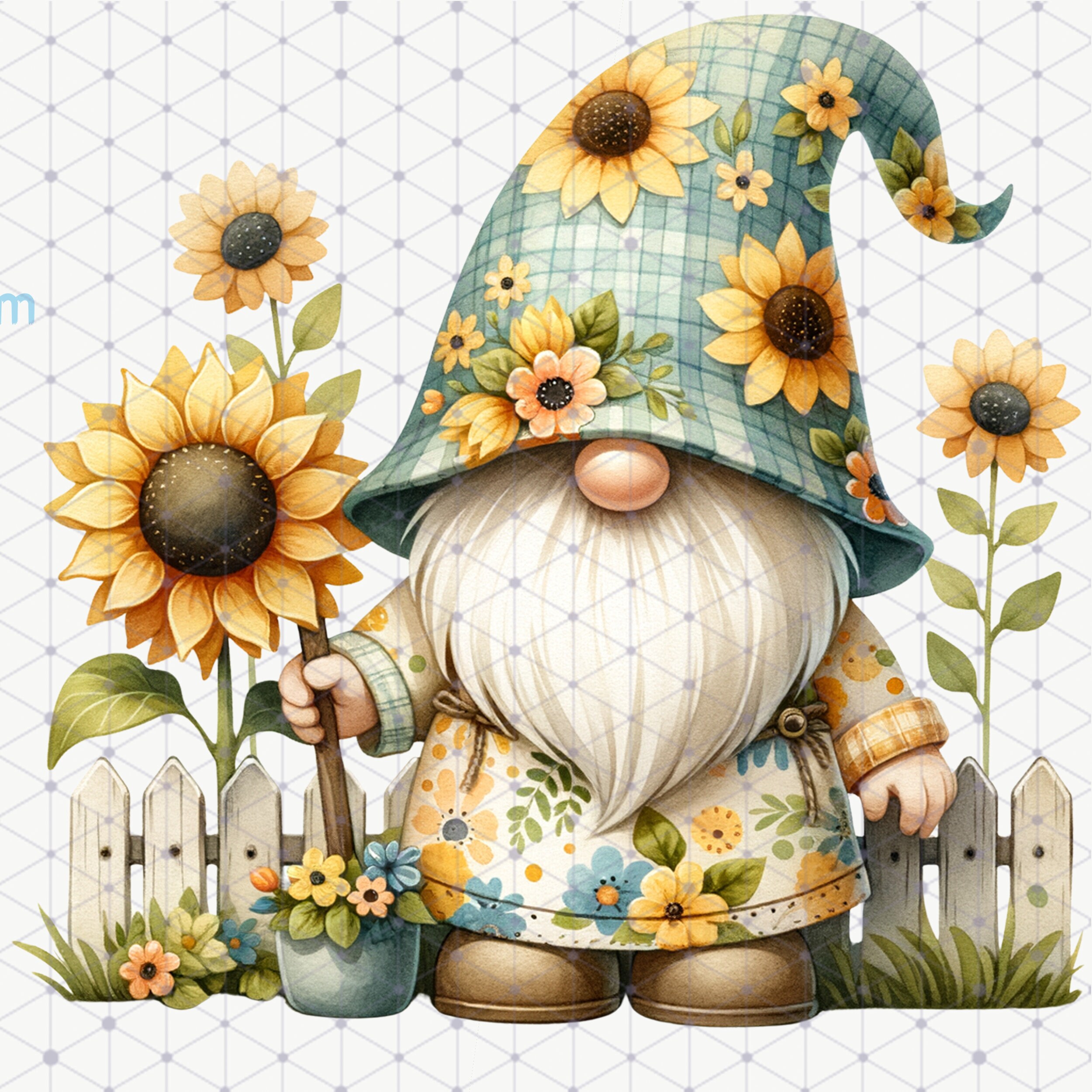 25 Charming Watercolor Sunflower Gnomes Clipart Bundle: Adorable Gnomes ...