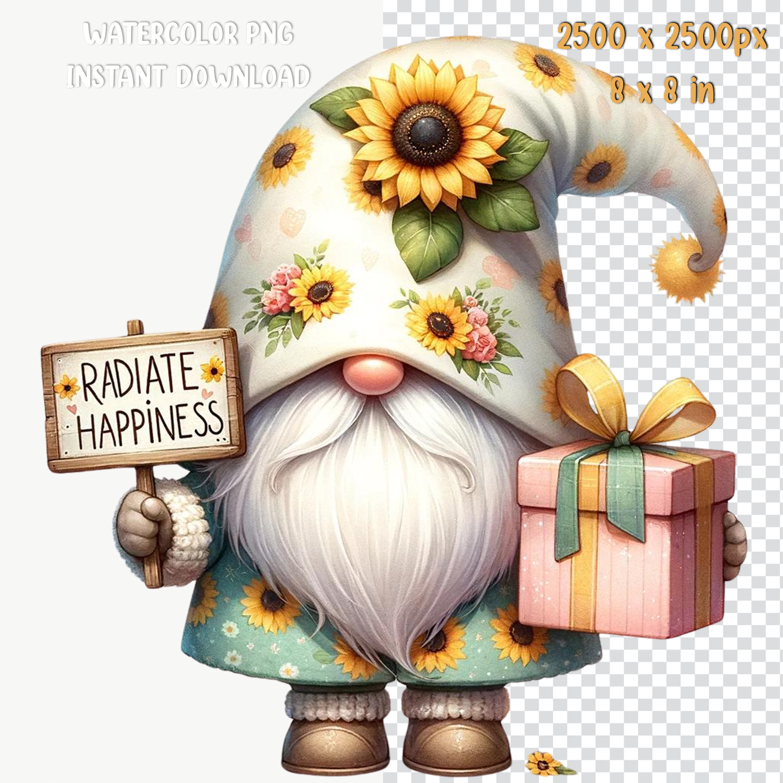 Watercolor Sunflower Gnome Clipart Bundle (digital Download) - Etsy