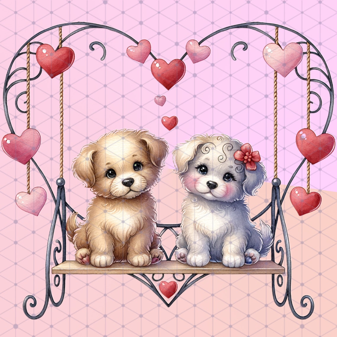 32 Valentine's Day Puppy Love Watercolor Clipart Collection, Valentine ...