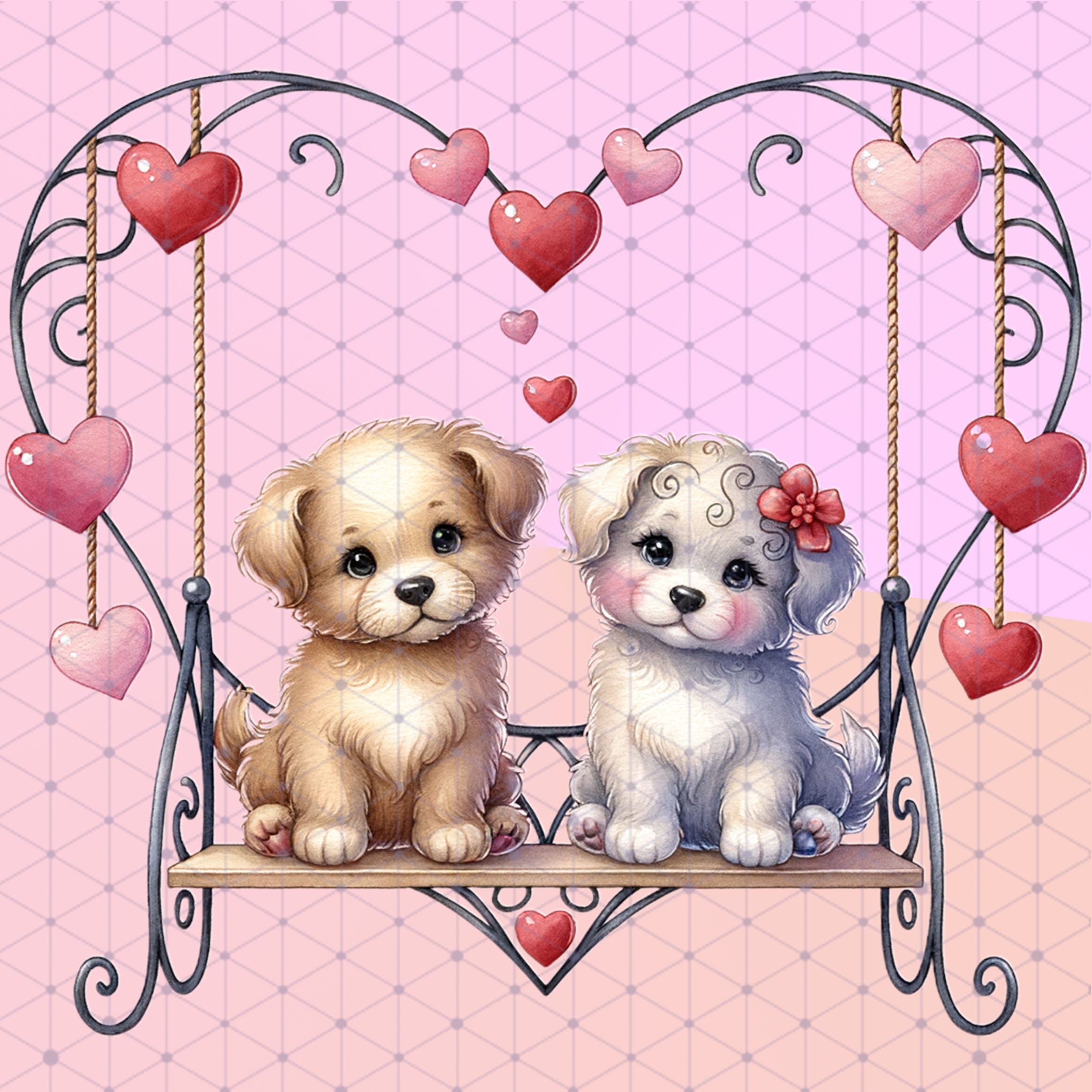 32 Valentine's Day Puppy Love Watercolor Clipart Collection, Valentine ...