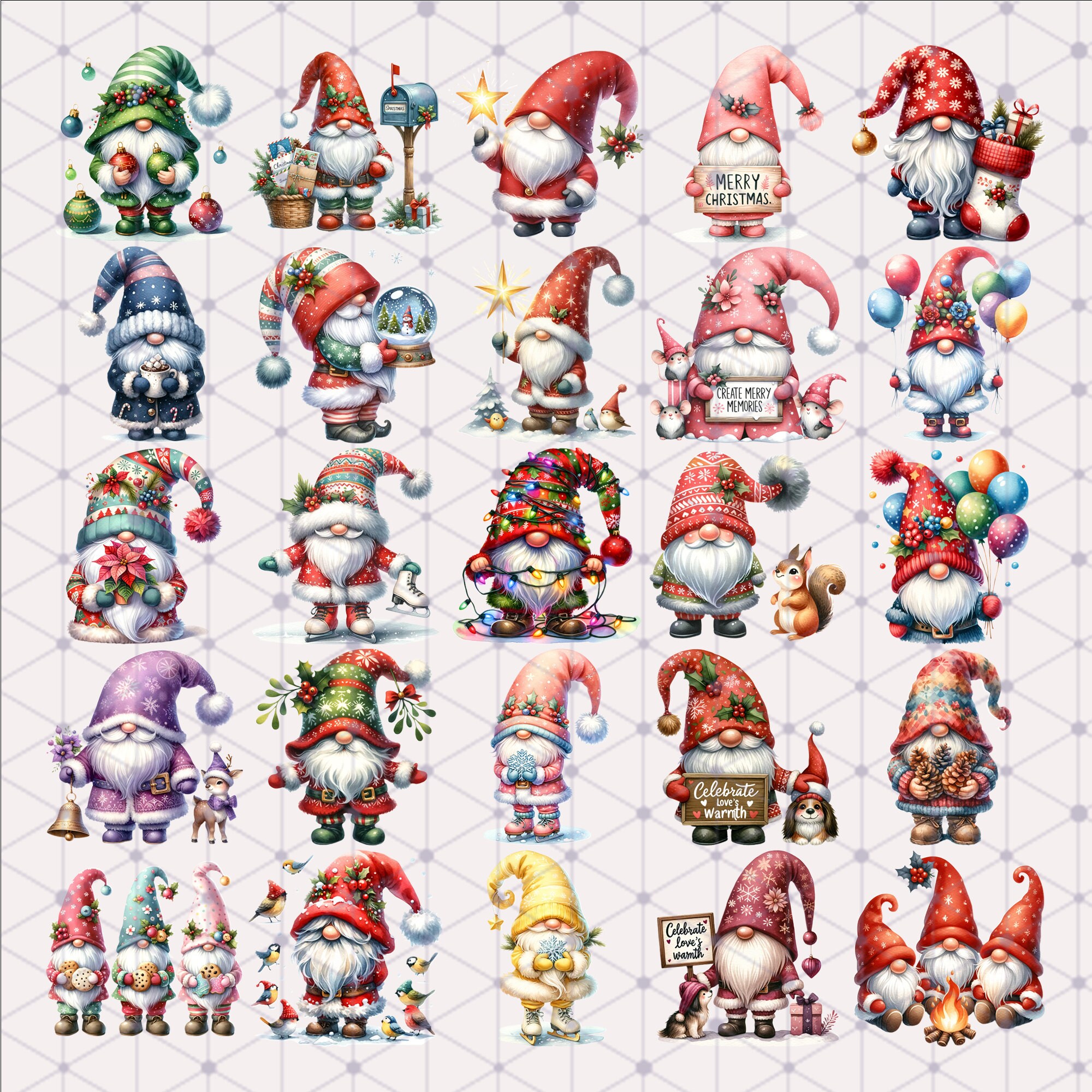 Festive Gnomes Watercolor Clipart PNG Format 50 Christmas Gnome Pngs ...