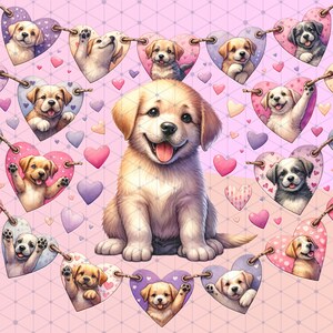 34 Valentine's Day Puppy Love Watercolor Clipart Collection, Valentine ...