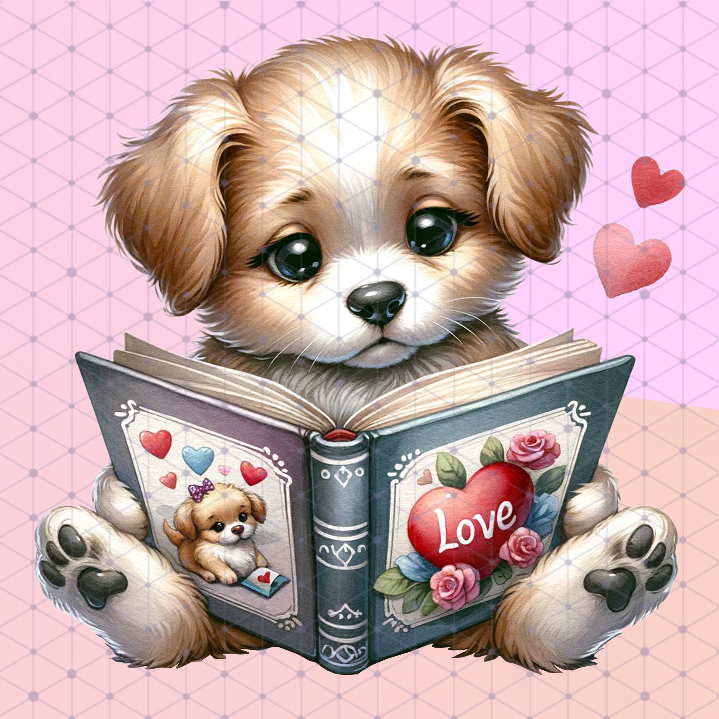 32 Valentine's Day Puppy Love Watercolor Clipart Collection, Valentine ...