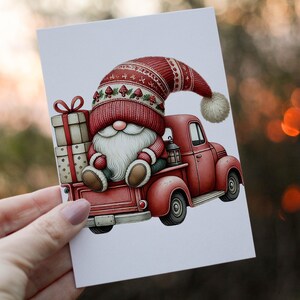 Christmas Gnome Clipart: Festive Red Truck Watercolor (PNG Bundle) - Etsy