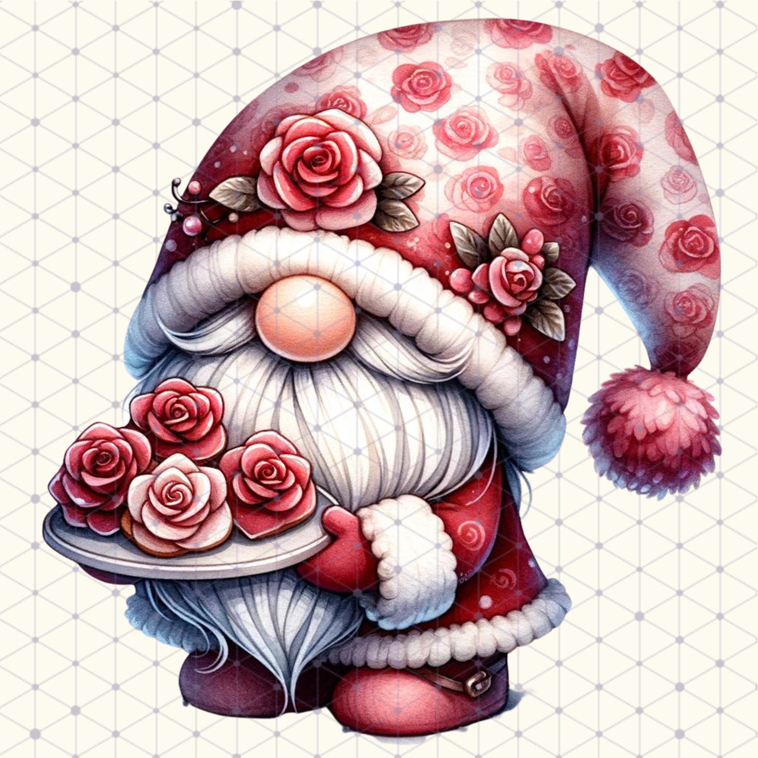 Bundle of Watercolor Rose Gnome Clipart: 2 PNG Images for Mother's Day ...