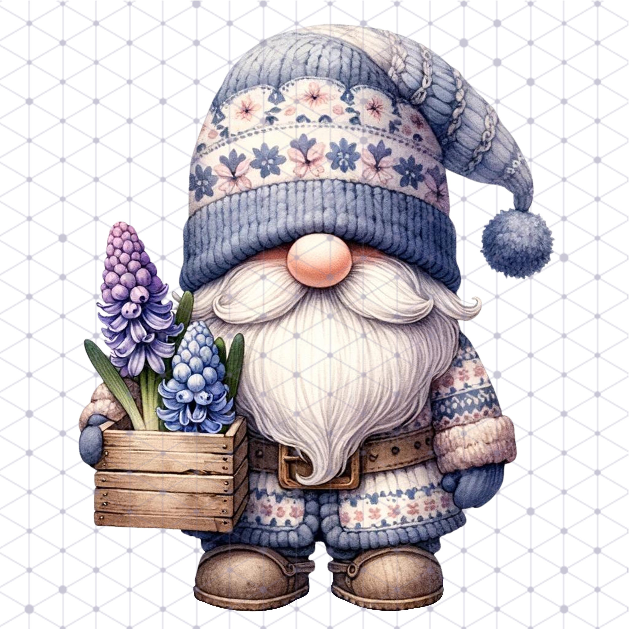 25 PNG Watercolor Hyacinth Gnome Clipart, Gardener Sublimation Design ...