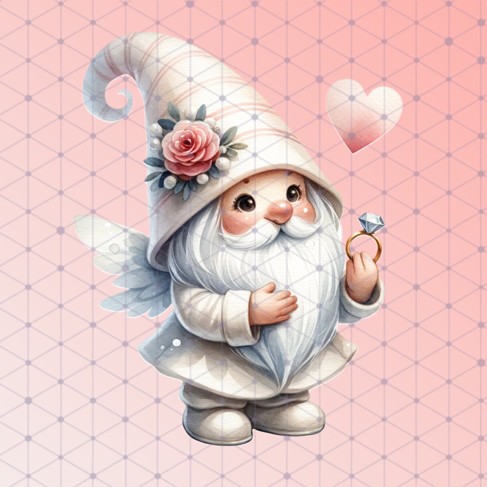 Watercolor Valentines Cupid Gnomes Clipart 40 PNG Festive Gnomes ...