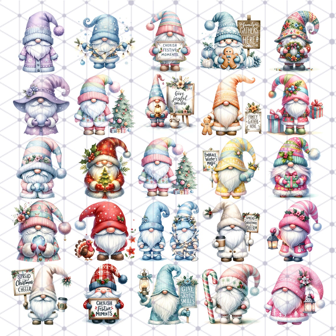 Festive Gnomes Watercolor Clipart PNG Format 50 Christmas Gnome Pngs ...