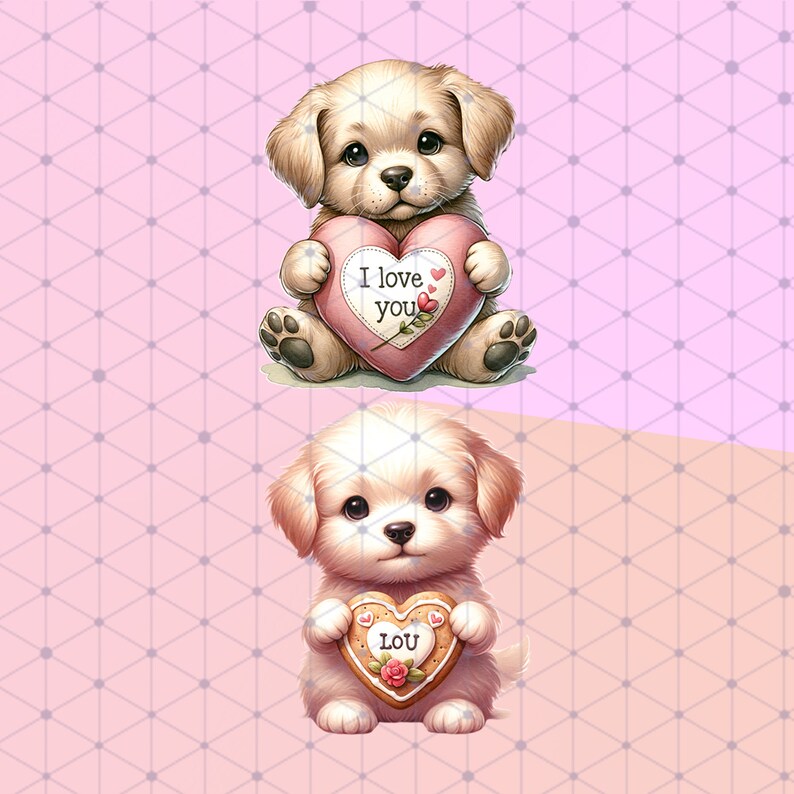 34 Valentine's Day Puppy Love Watercolor Clipart Collection, Valentine ...