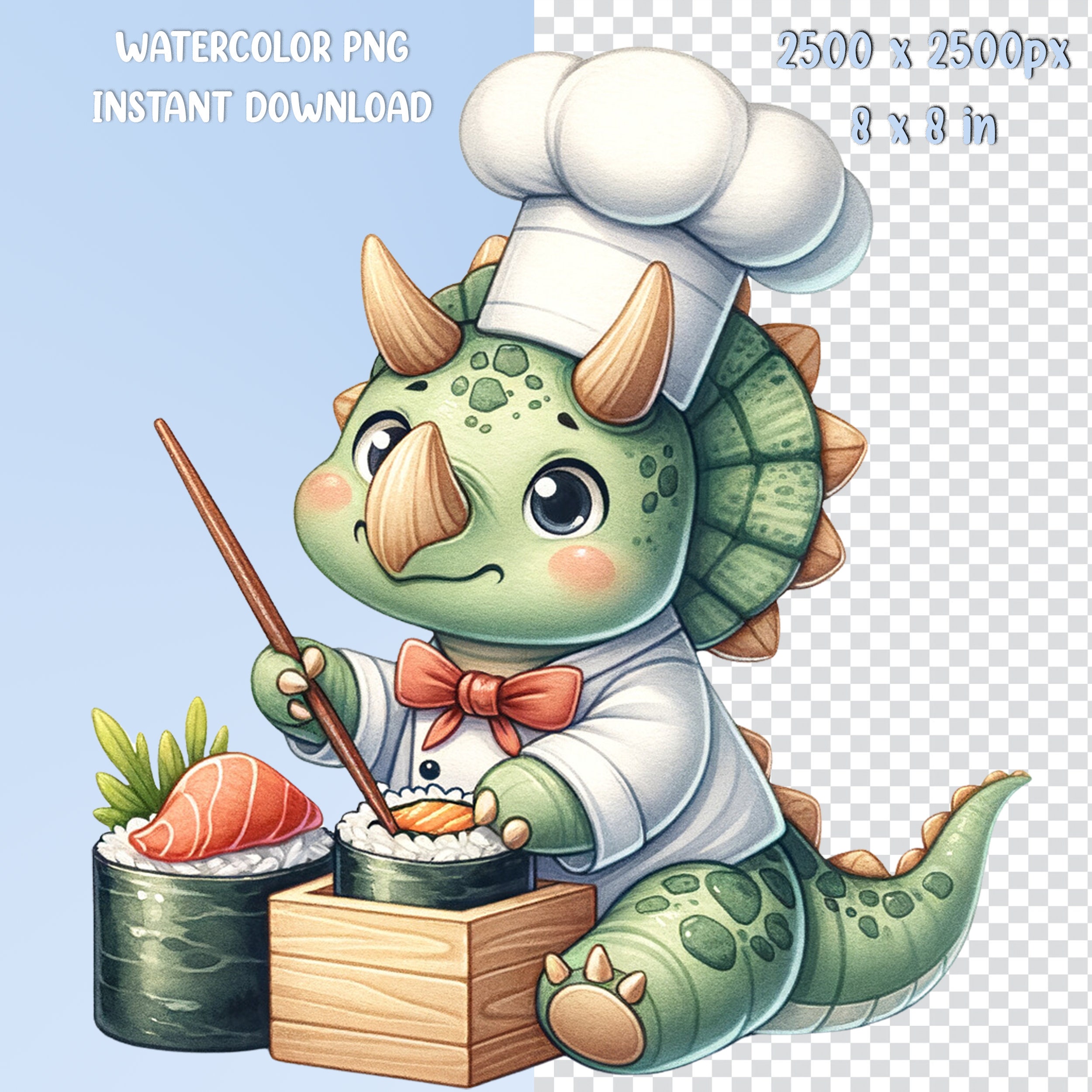 62 Chef Dinosaur Themed Watercolor Clipart, Birthday Party Graphic ...