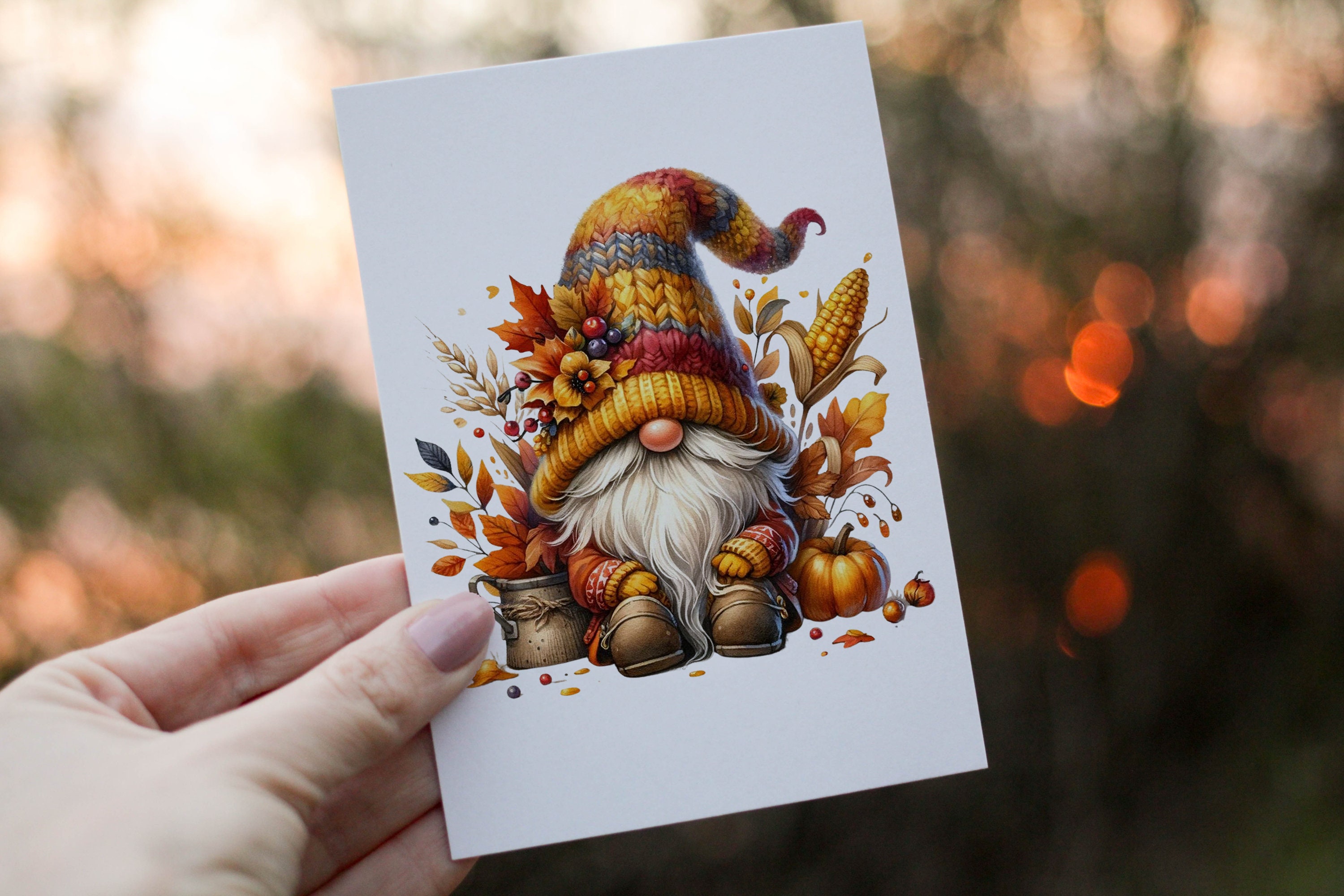 Fall Gnome Clipart Bundle: Watercolor Autumn Designs (PNG) - Etsy